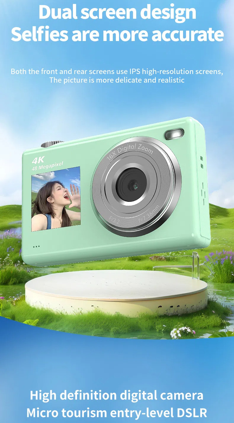 New 4K HD digital camera dual screen CCD card machine AF macro focus 16X zoom dual screen ...