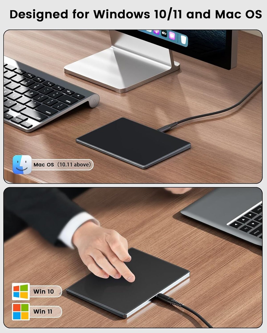 JOMAA Upgraded Trackpad Touch Mouse Smooth Glass Surface Multi-Touch ...