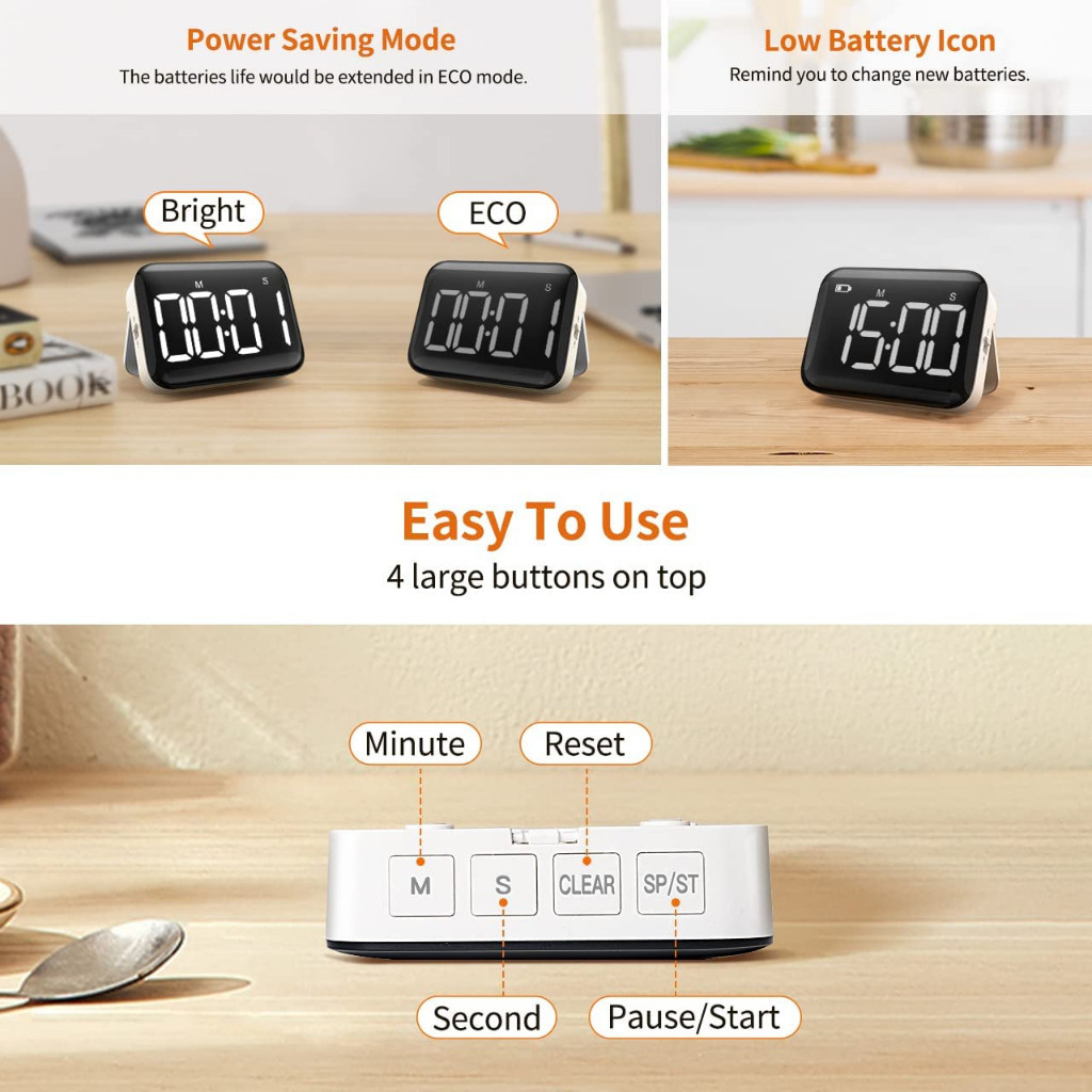 LED Digital Kitchen Timer Count Up/Down Timer for Kitchen Cooking Study Exercise | Shopee ...