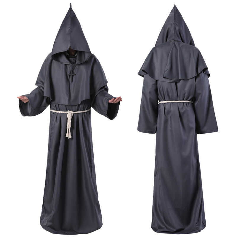 Medieval Monk 〠 Costume Wizard Priest Cos Costume Halloween Kamatayan ...