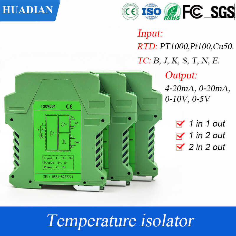 Transmitter Pt1000 Thermocouple Isolator K Type Thermal Resistance Temperature Signal Converter ...
