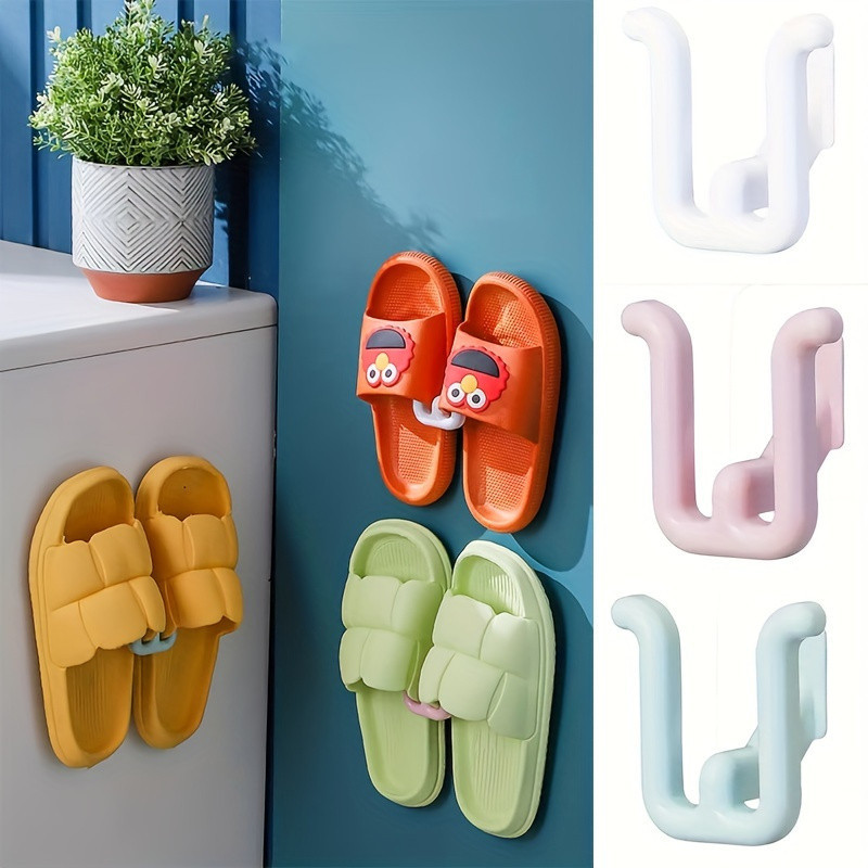 3pcs Slipper Rack Wall Hanging Waterproof Hook, Wall Mounted Slipper ...