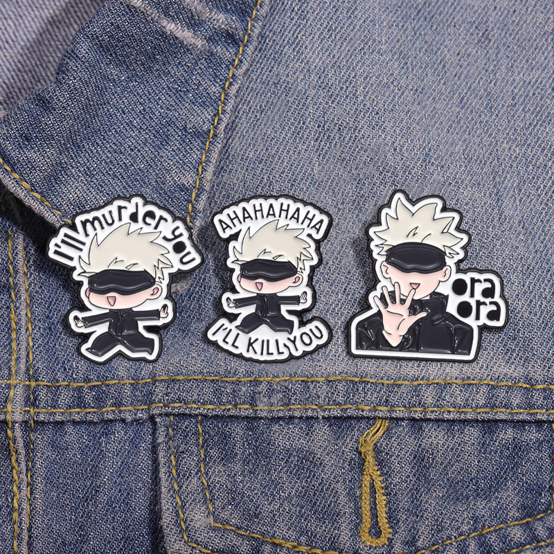 Anime Jujutsu Kaisen Pins Brooches Funny Itadori Yuji Gojo Satoru
