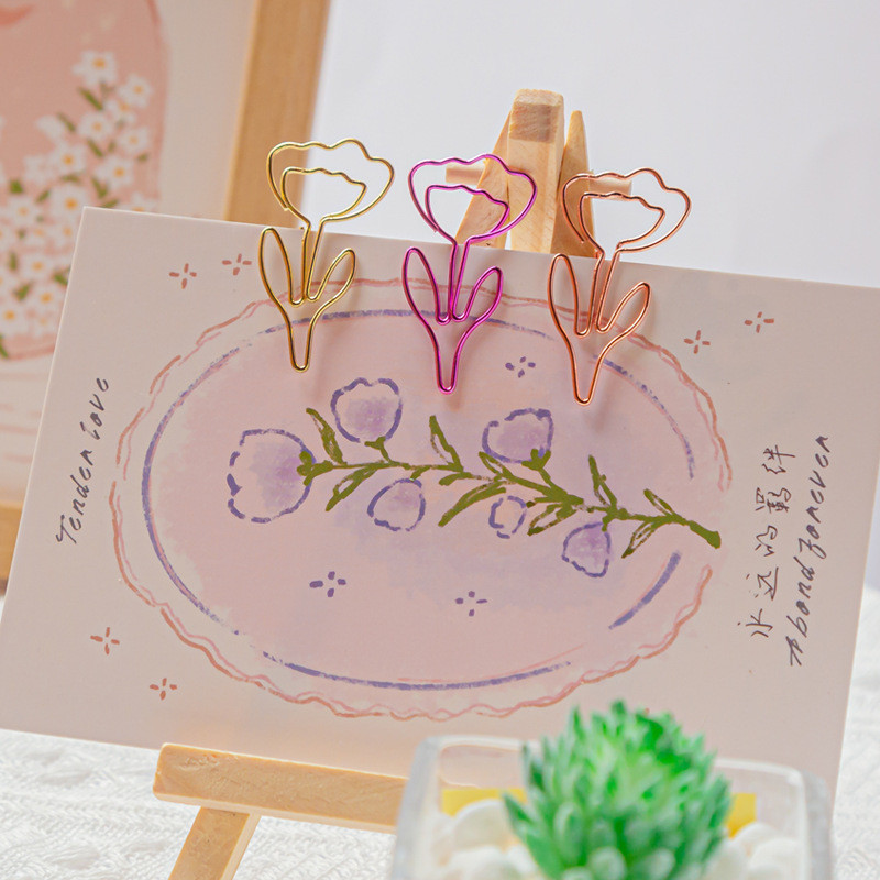 Colorful flower paperclip, metal paperclip, rose bookmark, book clip ...