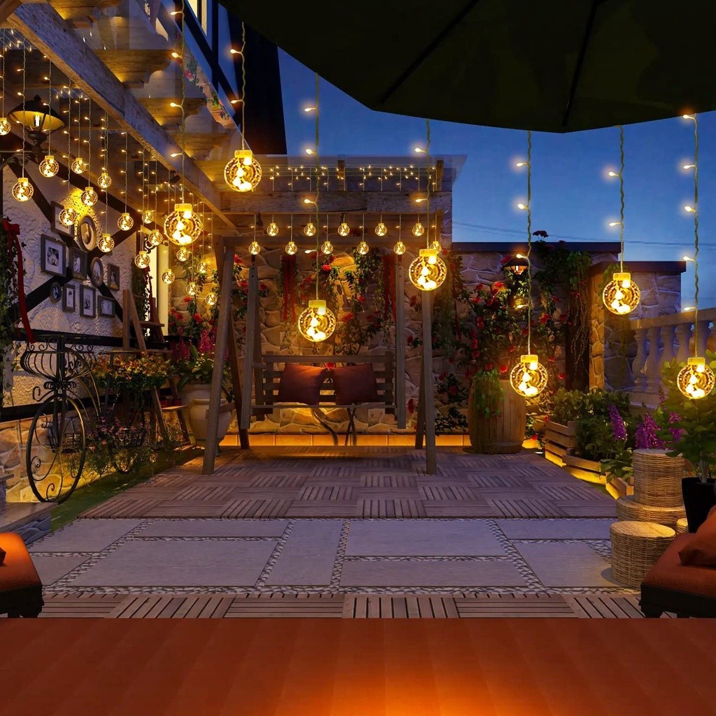 READY STOCK Solar/Plug Led Curtain Lights Stars lighting Christmas ...