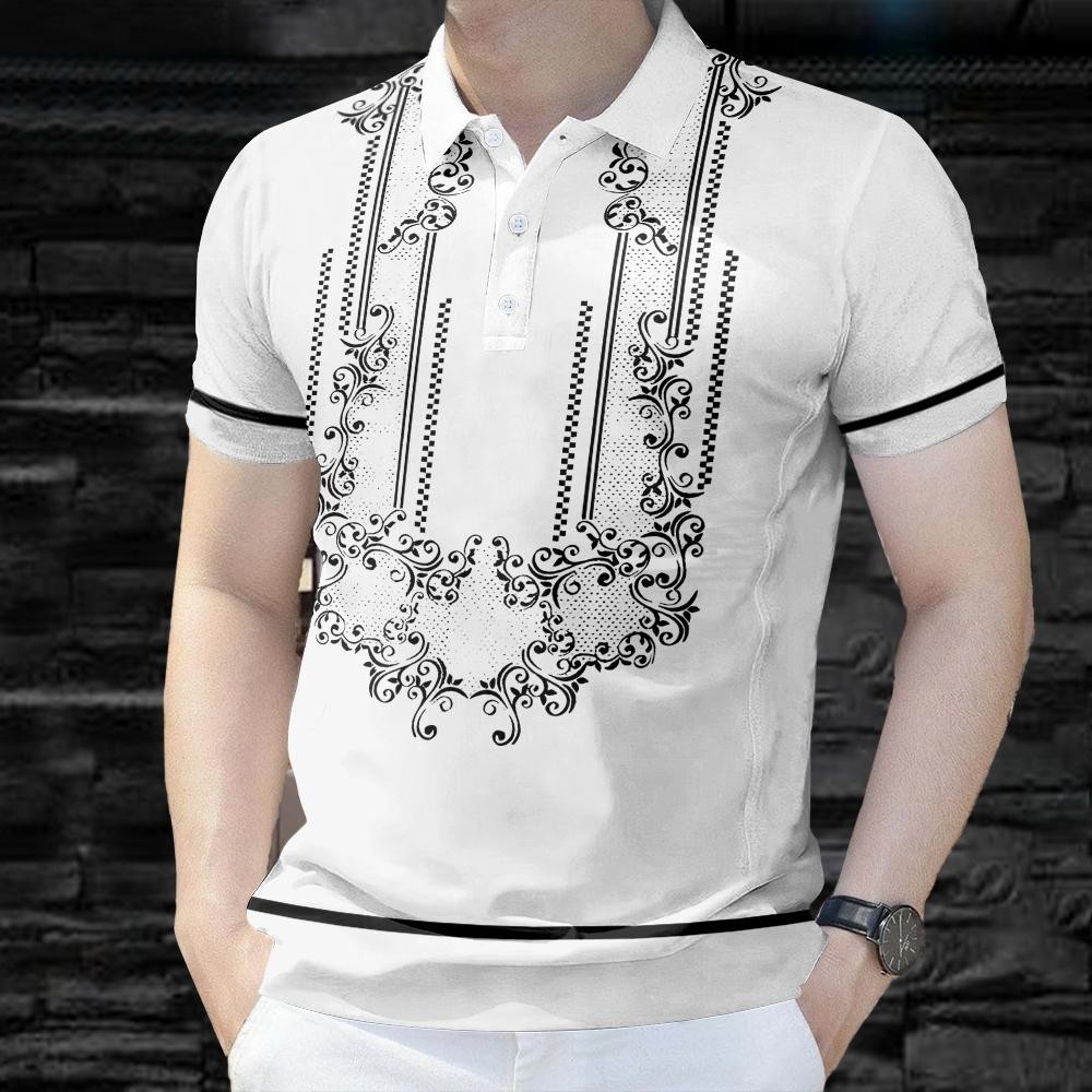 New Ethnic Style Short Sleeve Button Shirt for Men Retro Traditional 3D ...