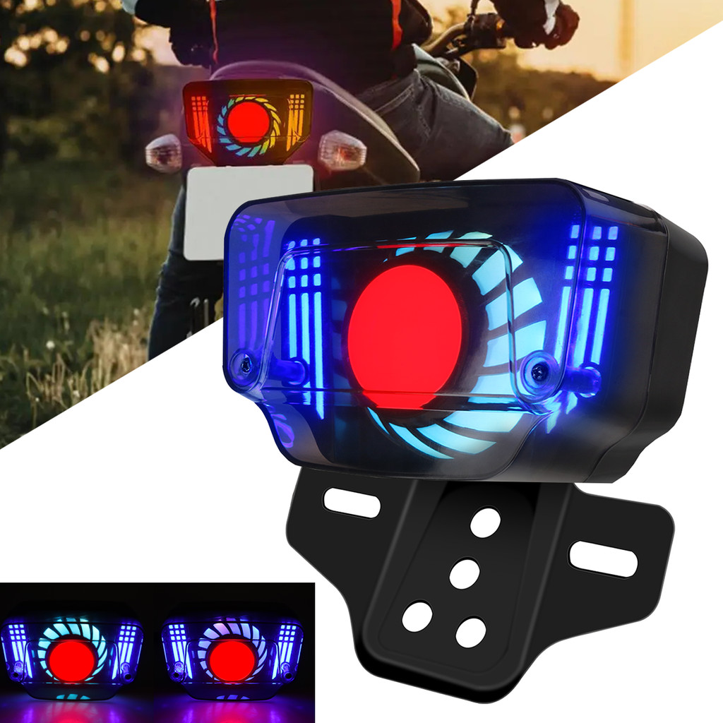 Motorcycle Tail Light Flash RGB Angel Eye Tail Warning Light Turn ...