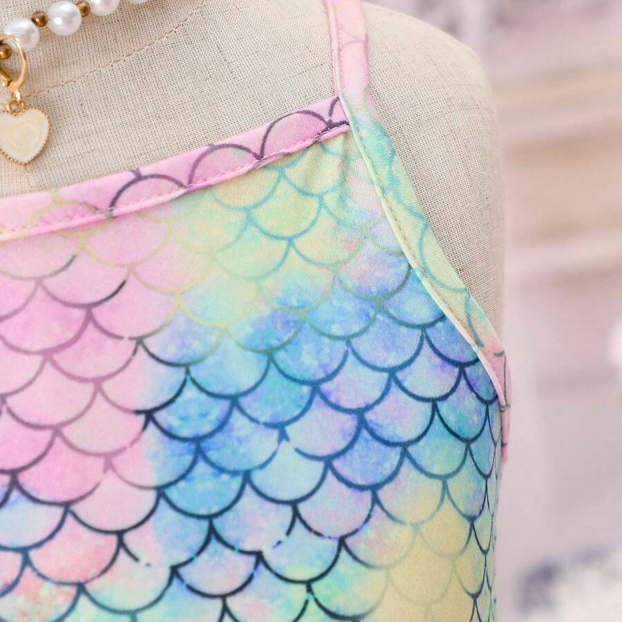 Baby Girl Dress Colorful Scaly pattern Dress Kids Mermaid Princess ...