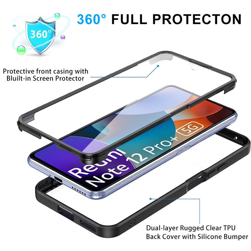 360 Full Cover Case Redmi A3 4G Shockproof Transparent Acrylic Front ...