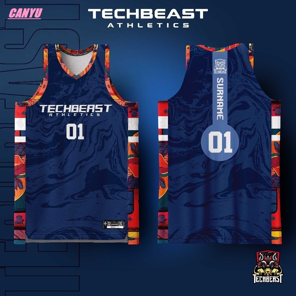 Full Sublimation Basketball Jersey Techbeast(Can make volleyball, football, and badminton team ...