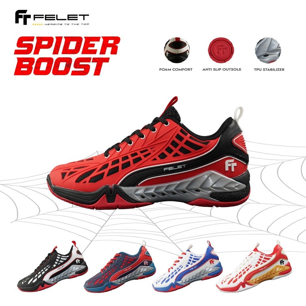 Felet Badminton Shoes Spider Boost Kasut Badminton 100% By Fleet ...