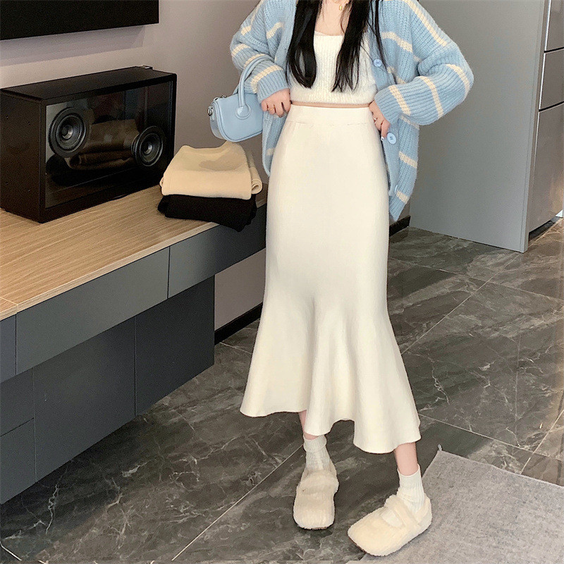 Summer Korean High Waist Palda A Line Sophisticated Knitted Skirt ...