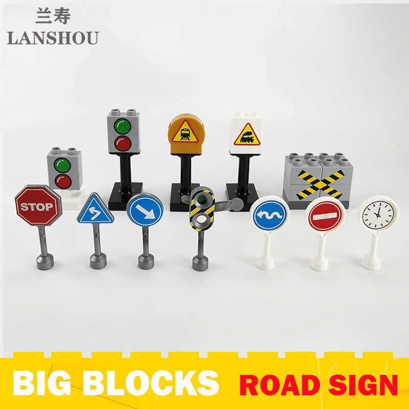 Big Size Building Blocks Road Sign Barricade Parking Pole ...