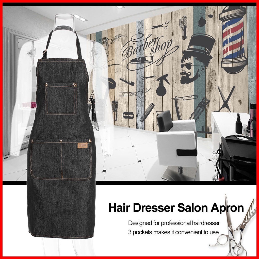 Adjustable Salon Hair Cutting Barber Denim Apron Kitchen Cooking Hair ...