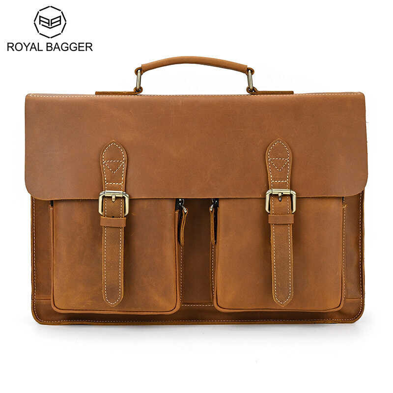 Business Royal Bagger Briefcase Laptop For Men Genuine Cow Leather ...