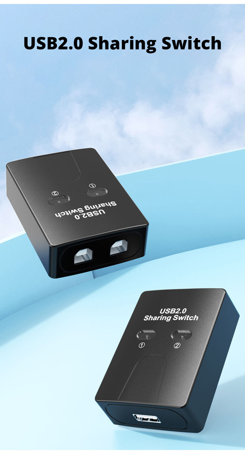 USB Print Sharer Switch 2 In 1 Out USB Auto Printer Sharer Splitter For ...