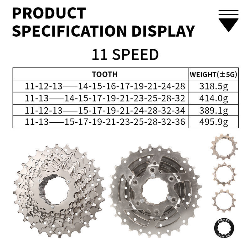 BUCKLOS MTB Cassette Cogs Road Bike Cogs 8/9/10/11/12 Speed Freewheel ...