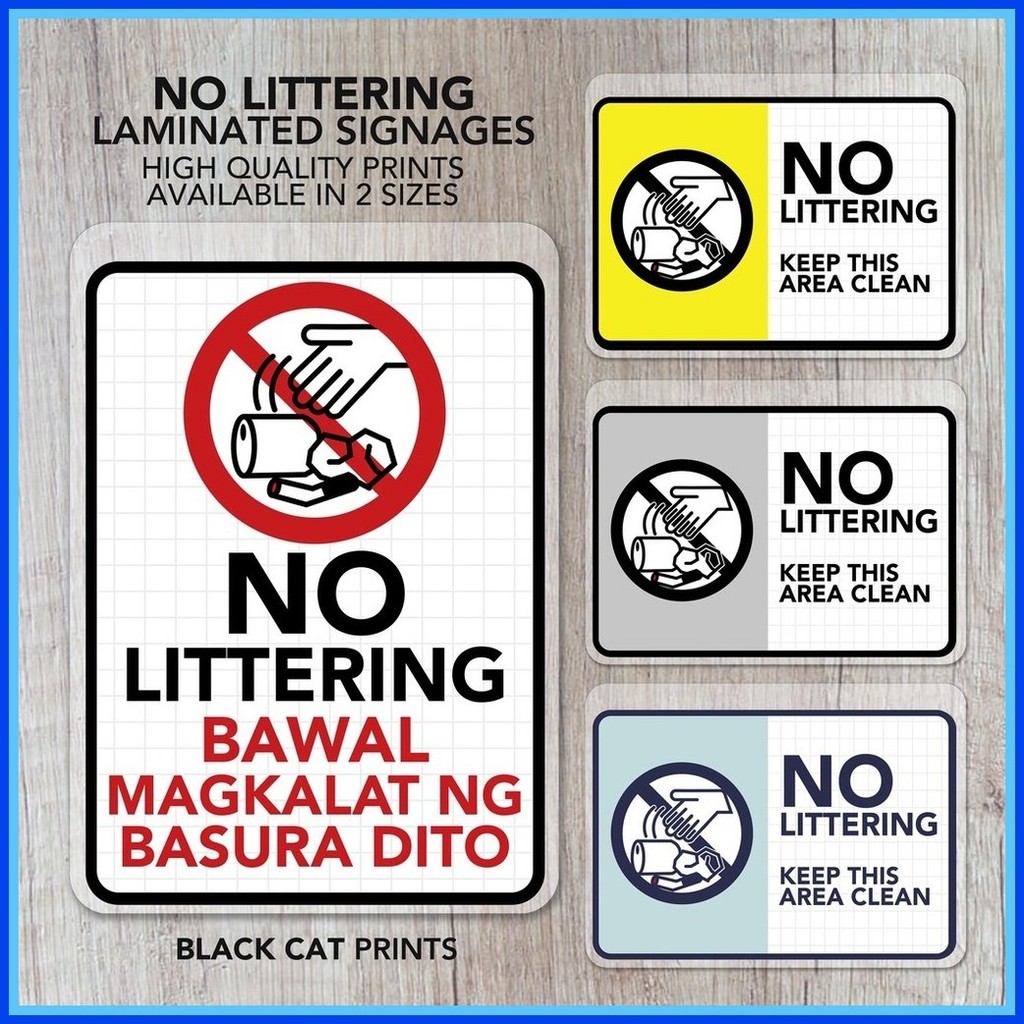 ஐ No Littering Bawal Magkalat Sign | Laminated Signage | Sign Board ...
