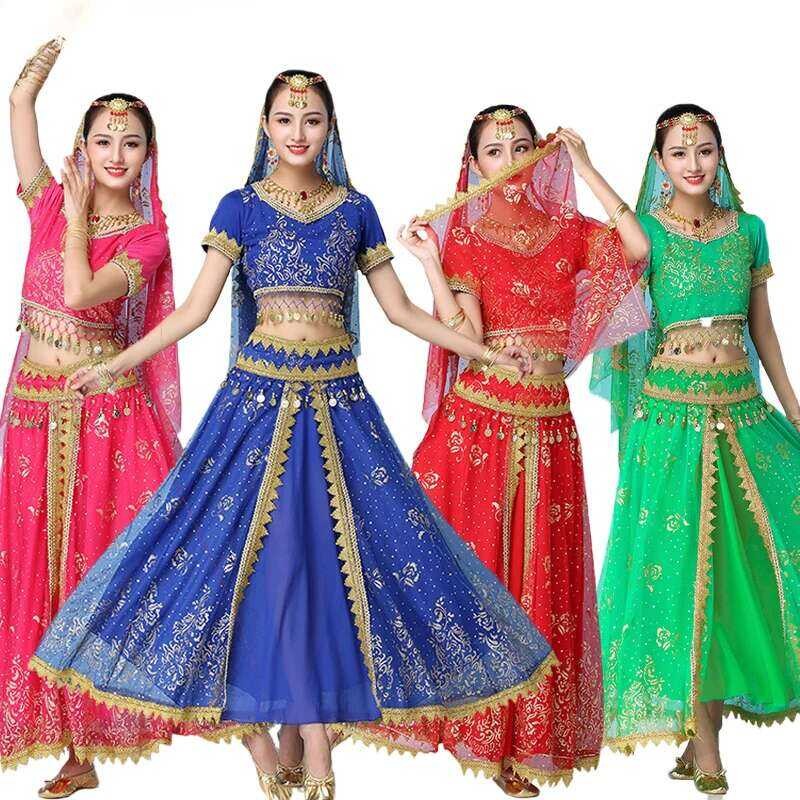 New Women India Costumes Set Sari Outfit Bollywood Egypt Belly Dance ...