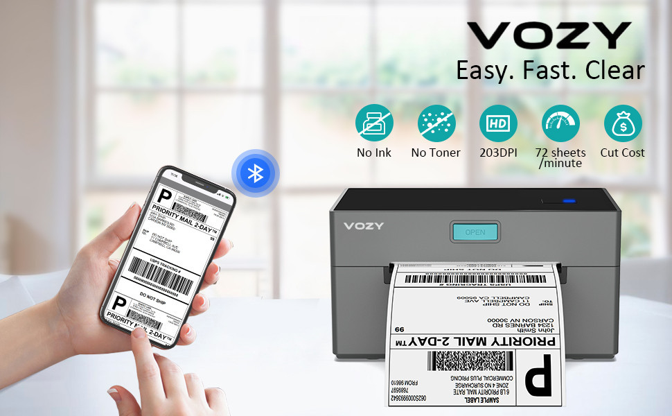 VOZY T5/T7 WiFi Waybill Printer Bluetooth Shipping Label Printer ...