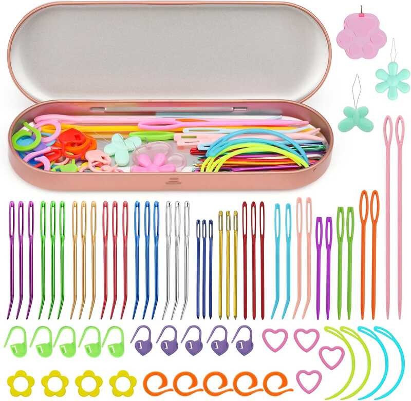70 piece yarn needle set, Darning needle set, large eye blunt needle ...