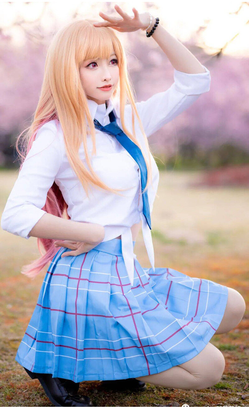 Anime Marin Kitagawa Cosplay Costume Shirt Pleated Skirt Tie School Jk ...