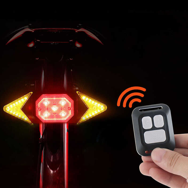 Bike Turn Signal Rear Light Wireless Remote Control Mountain Bike Tail ...