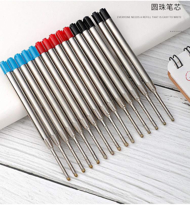5Pc metal rotating ballpoint pen core, black red blue pen tip 1mm ...