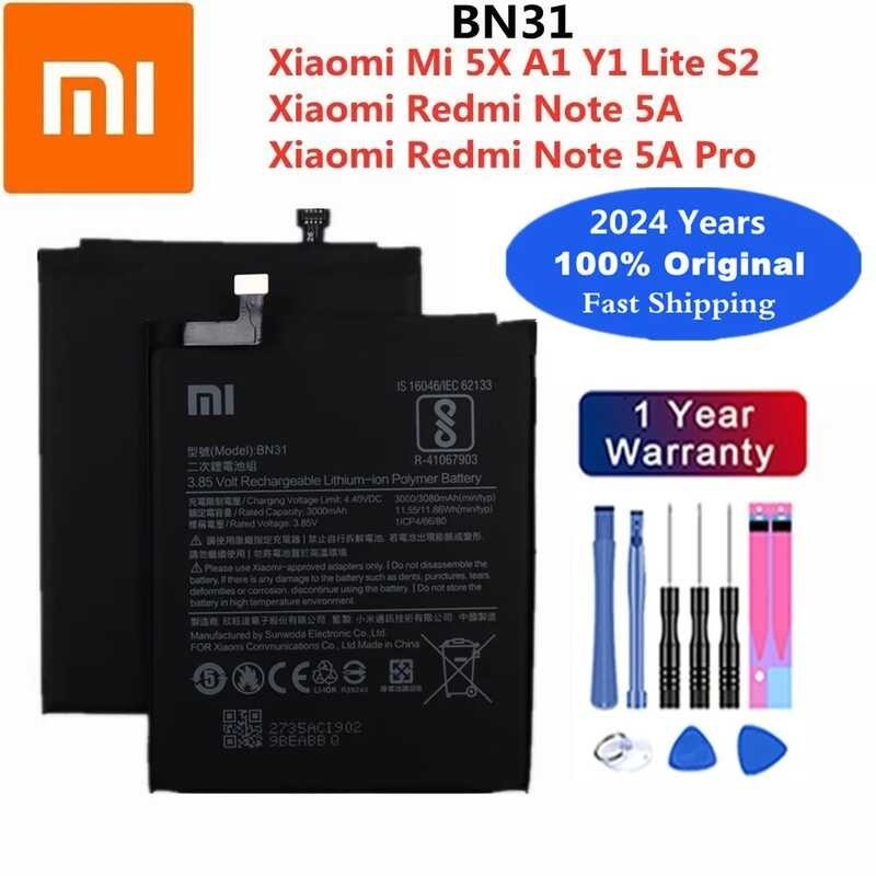 Years 3000Mah 2024 Original Bn31 For Xiaomi Note 5A / Note5a Pro Mi 5X A1 Redmi Y1 Lite S2 ...