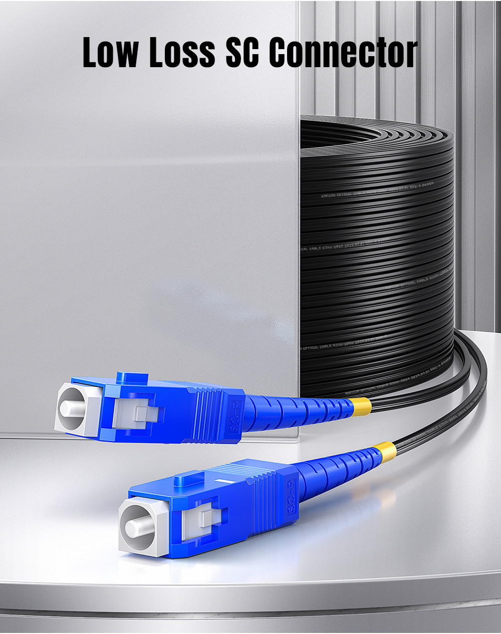 AMPCOM Pre-terminated Fiber Optic Cable Bow Type Drop Cable,for Indoor ...
