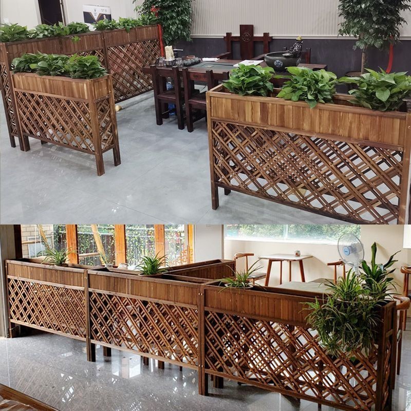Restaurant Partition Flower Stand Anticorrosive Wood Flower Stand ...