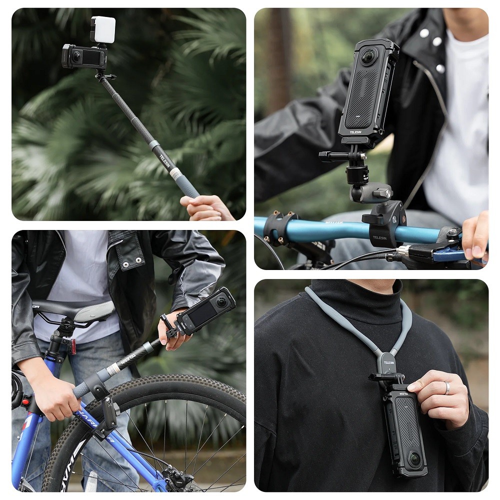 TELESIN Aluminum Protective Full Frame Cage for Insta360 X4 Camera S6 ...