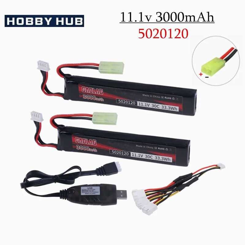 Water Airsoft LiPo Battery And Charger 3S 11.1V 3000mAh Small Tamiya ...