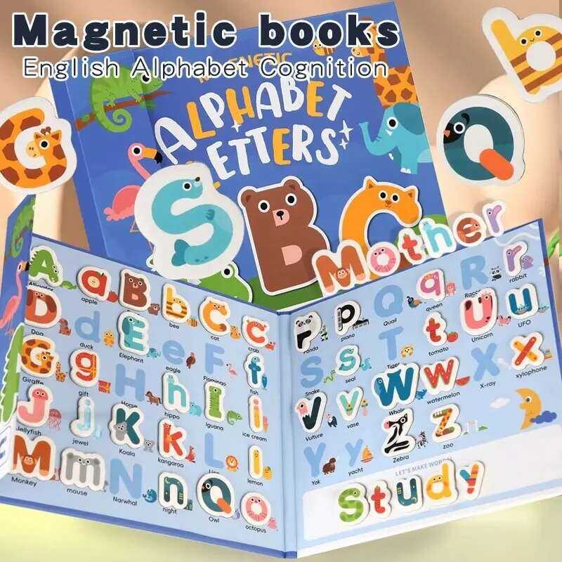Quiet Montessori Busy Book English Magnetic Letters Card Pairing ...