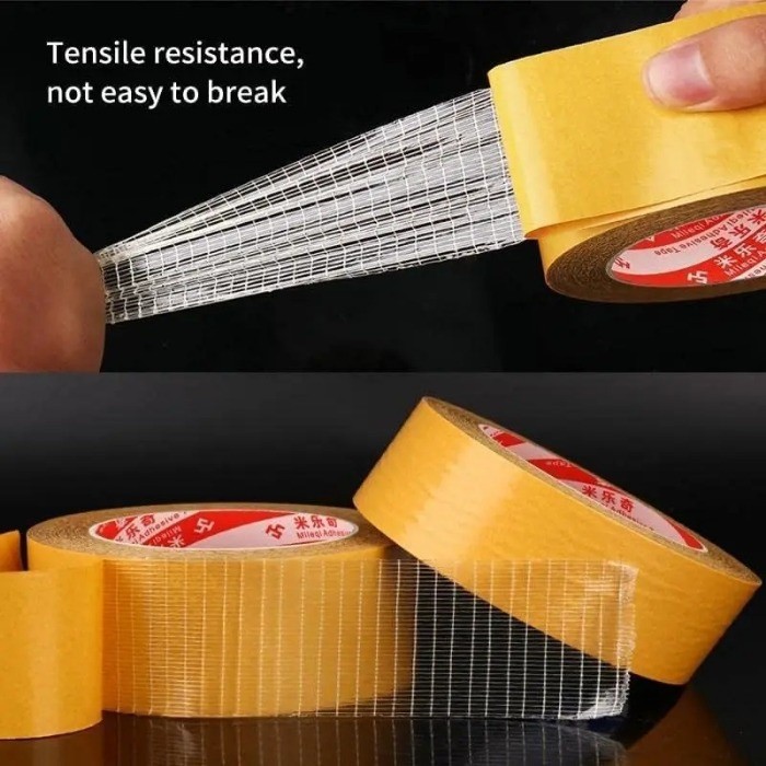 Double Sided Cloth Base Tape -Strong Fixation Mesh Adhesive Grid Fiber ...