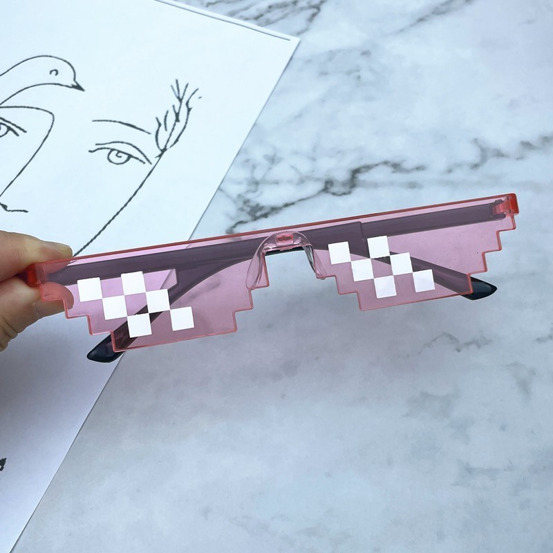 Retro Mosaic Sunglasses Square 2D Pixel Funny Sunglasses Fashion ...