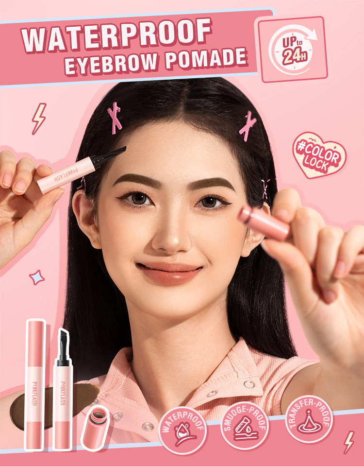 PINKFLASH Waterproof Eyebrow Pomade + Cream Eyeliner + High Pigment ...