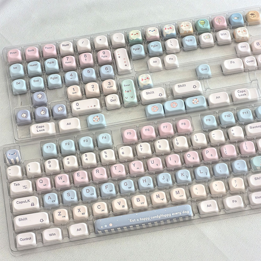 Happy Candy Macaron Keycap MOA Cherry Profile English/Korean/Japanese Keycaps PBT Dye ...