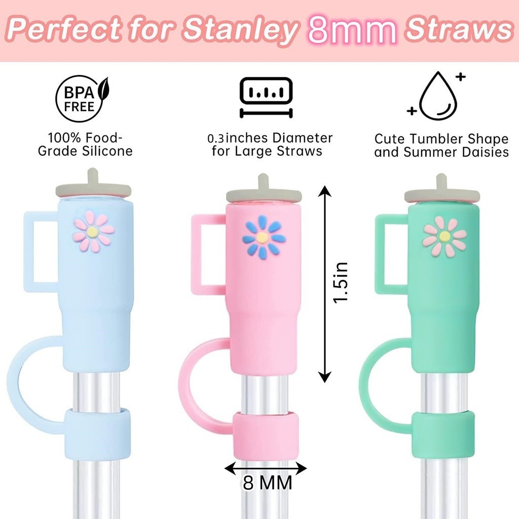 The New U.S. Drama Role Series 8mm Straw Covers Cap Cute Silicone Straw ...