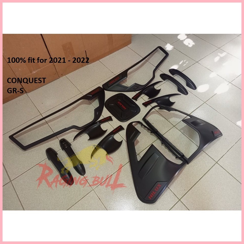 2021 - 2023 & 2024 Hilux GRS & CONQUEST - Red Logo Garnish Set - Matte ...