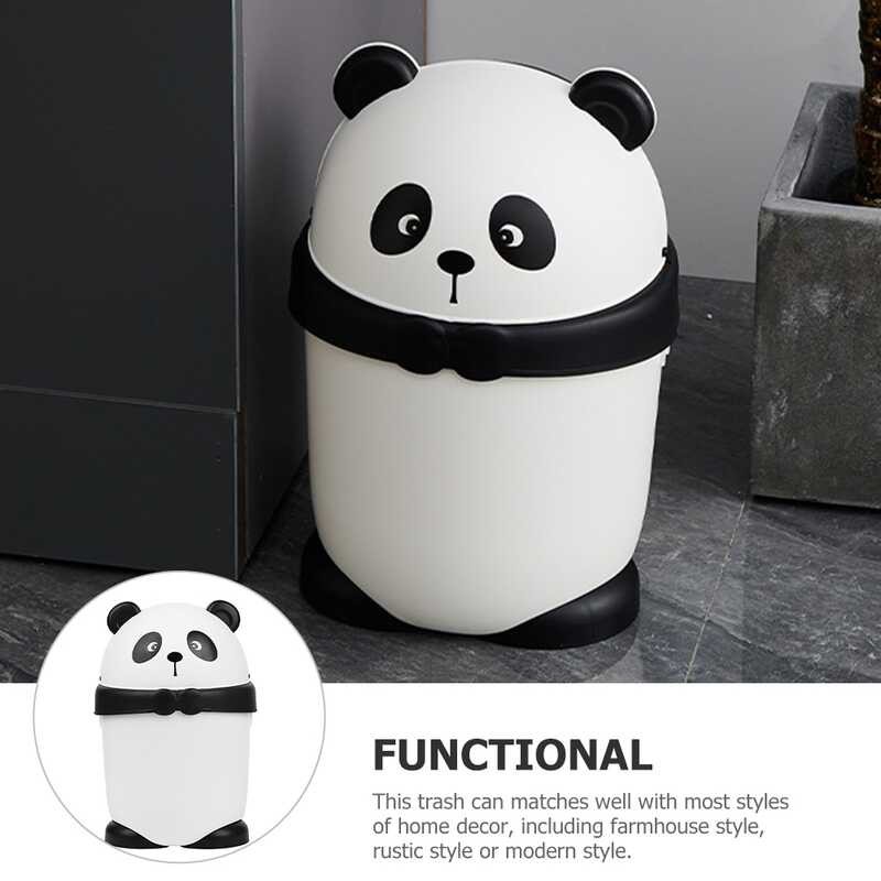 Can Panda Trash Bathroom With Lid Waste Basket For Office Car Desktop ...