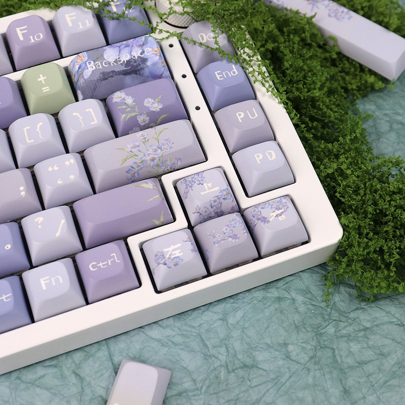 YongQiu Original Purple flower Keycaps thick PBT Cherry / URE Profile ...