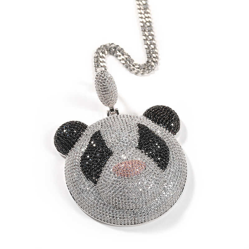 Hop Hip 3A+ CZ Bato Paved B g Iced Out Big Pandas Animal Pendants ...