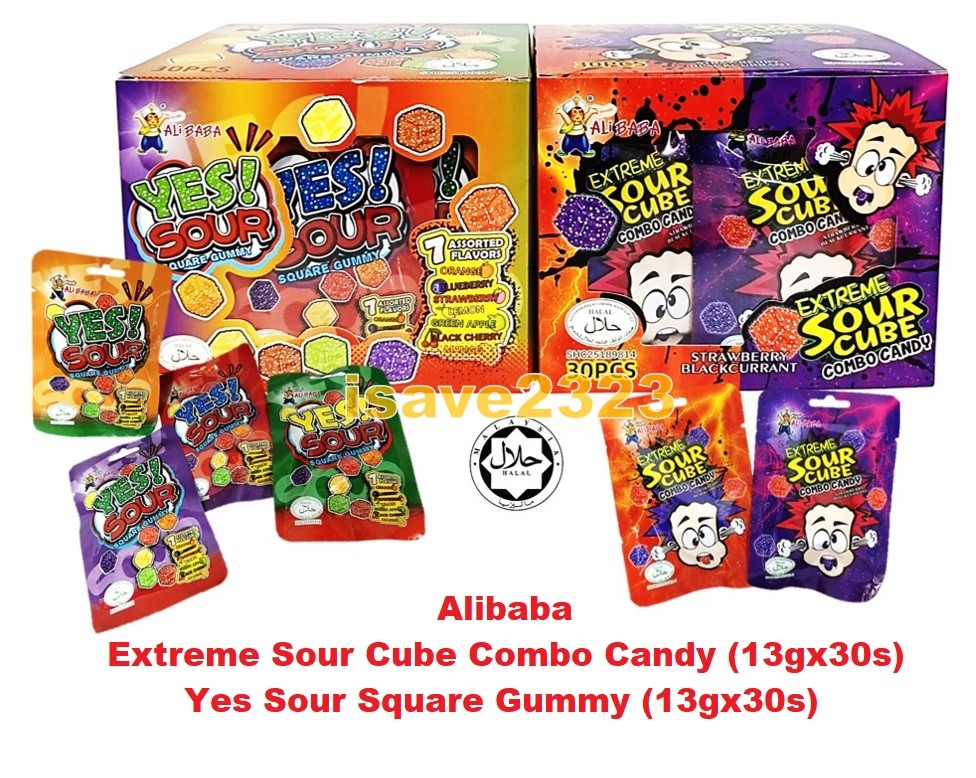 [HALAL] Alibaba Extreme Sour Cube Combo Candy / Yes Sour Square Gummy ...