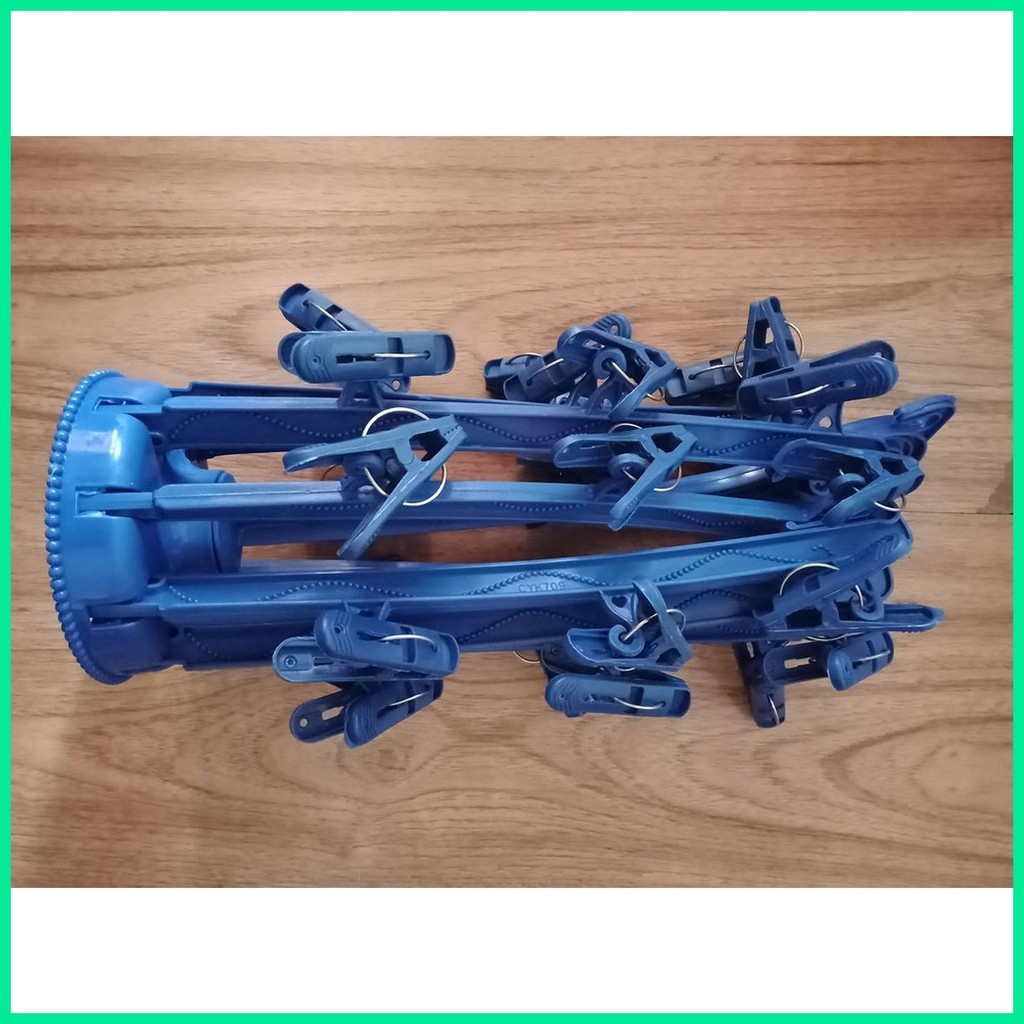 ♣ ∏ Hanger Clips 27 Clips Plastic Laundry Clothesline Hanging Rack ...