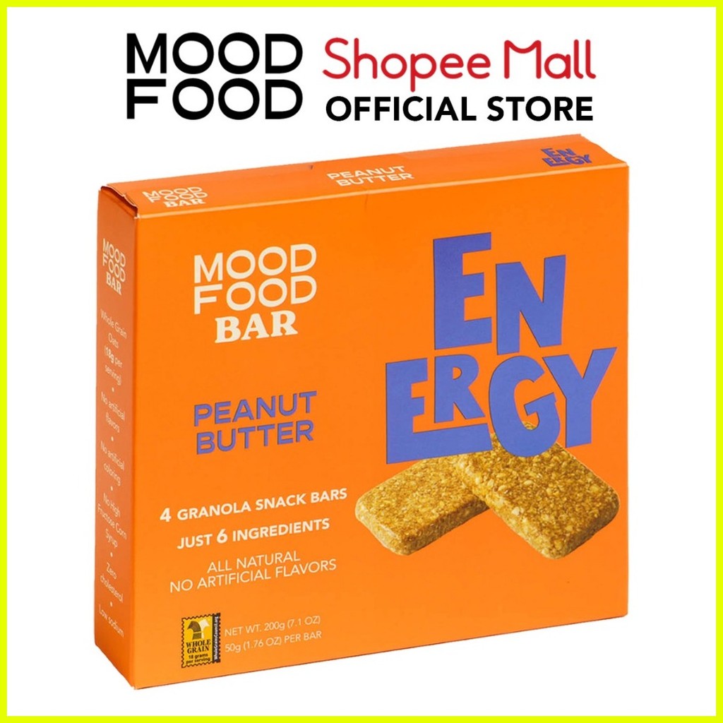 ∇ MOOD FOOD BAR ENERGY Peanut Butter (4 granola snack bars) | Shopee ...