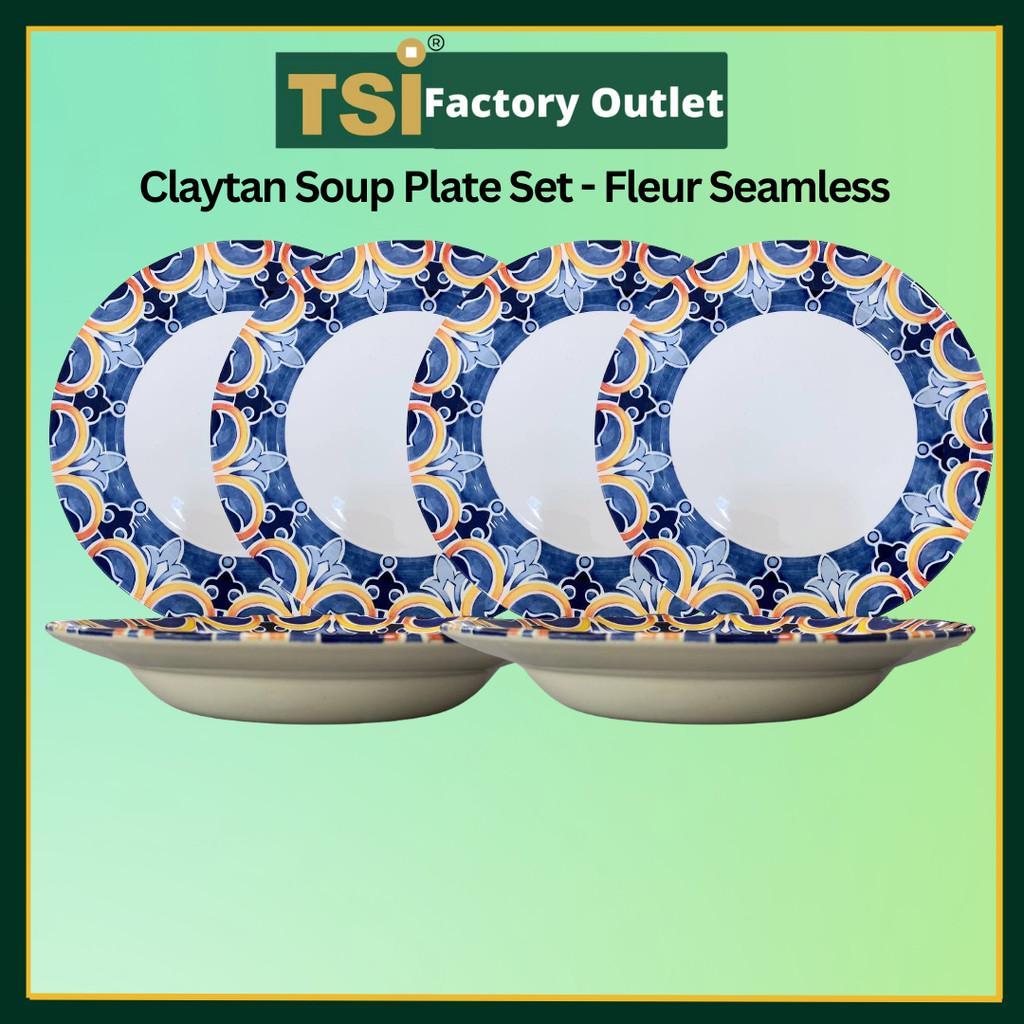 CLAYTAN BASIC SOUP PLATE SET - FLEUR SEAMLESS Ceramic Pinggan Makan ...