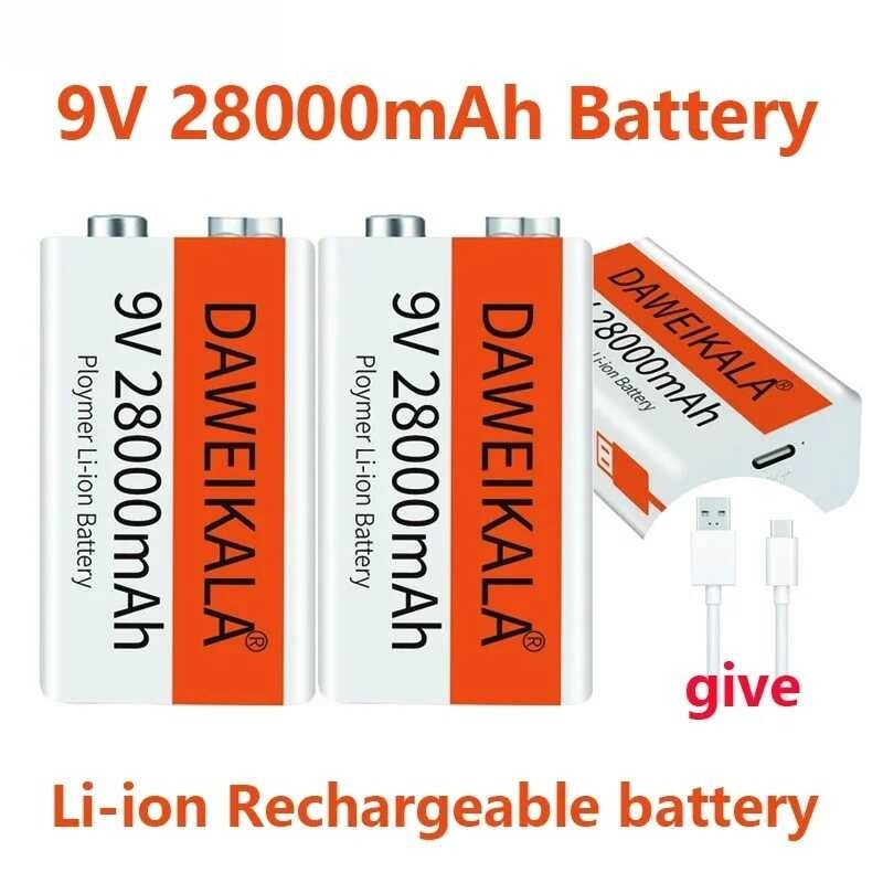 9V USB Battery 28000Mah Li-Ion Rechargeable Micro Batteries 9V Lithium ...