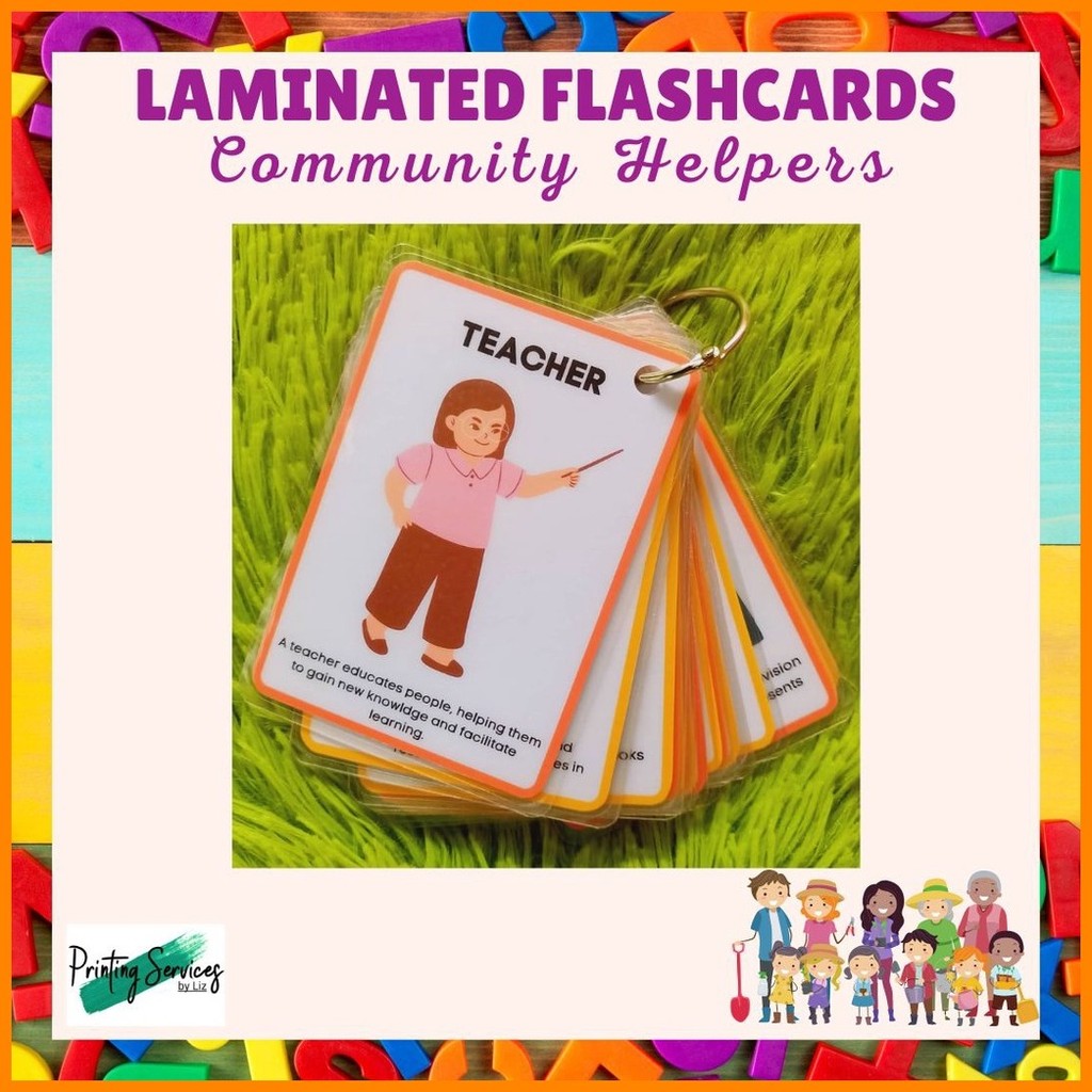 ♨ ♀ COMMUNITY HELPERS FLASHCARD (Laminated - 250 microns, makapal ...