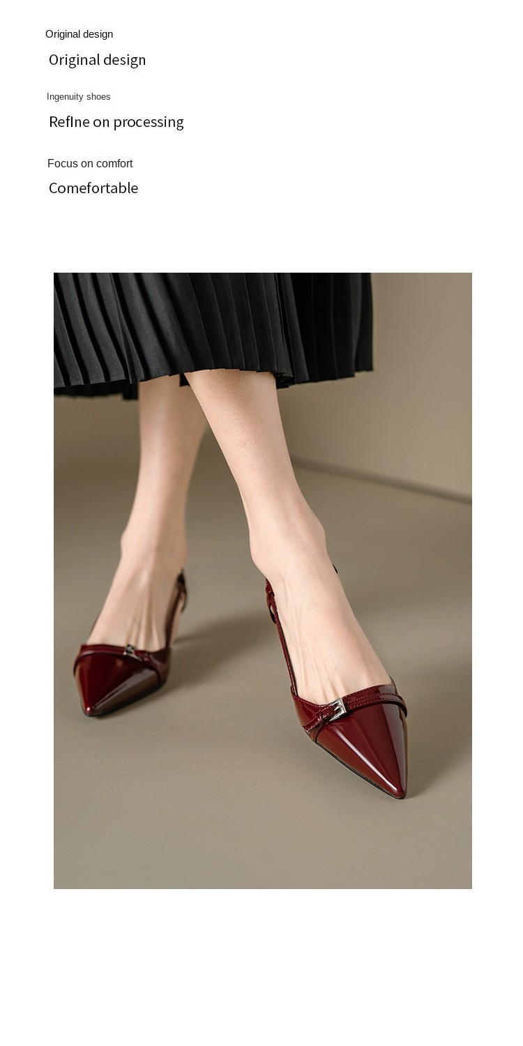 JKBH New Summer Pointed Heels 2 inch Stiletto Patent Leather Ssandals ...